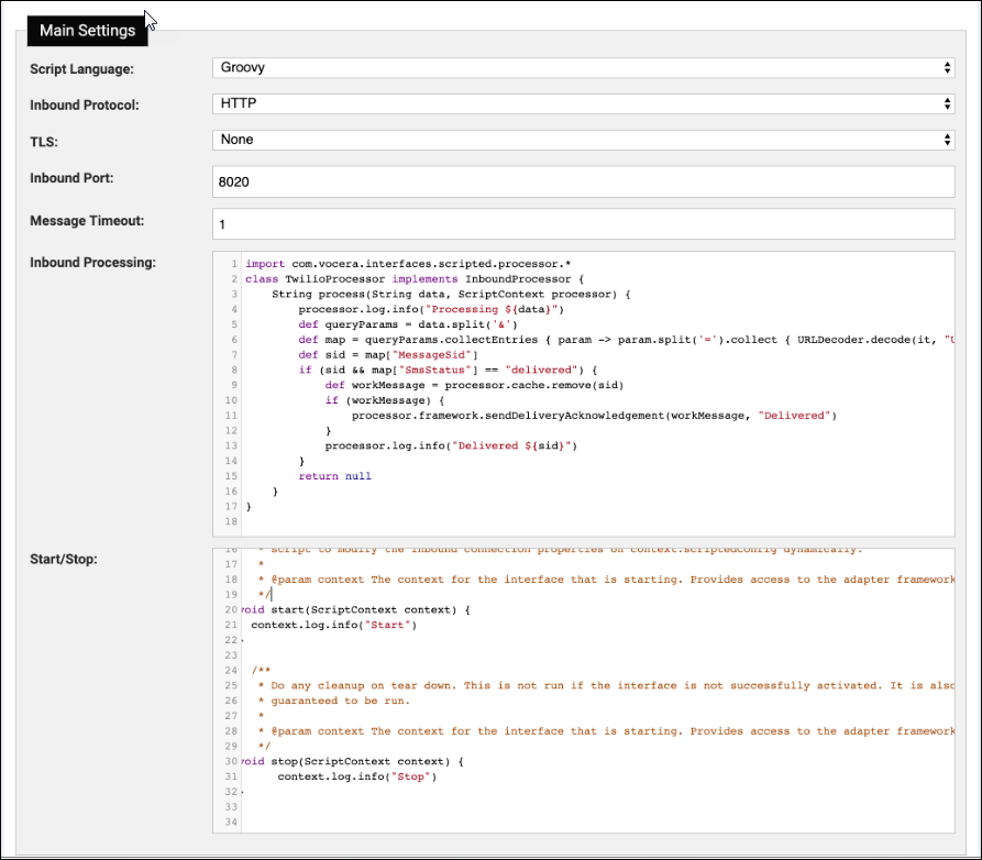 Configuring a Vocera Scripted Adapter Using Inbound Processing