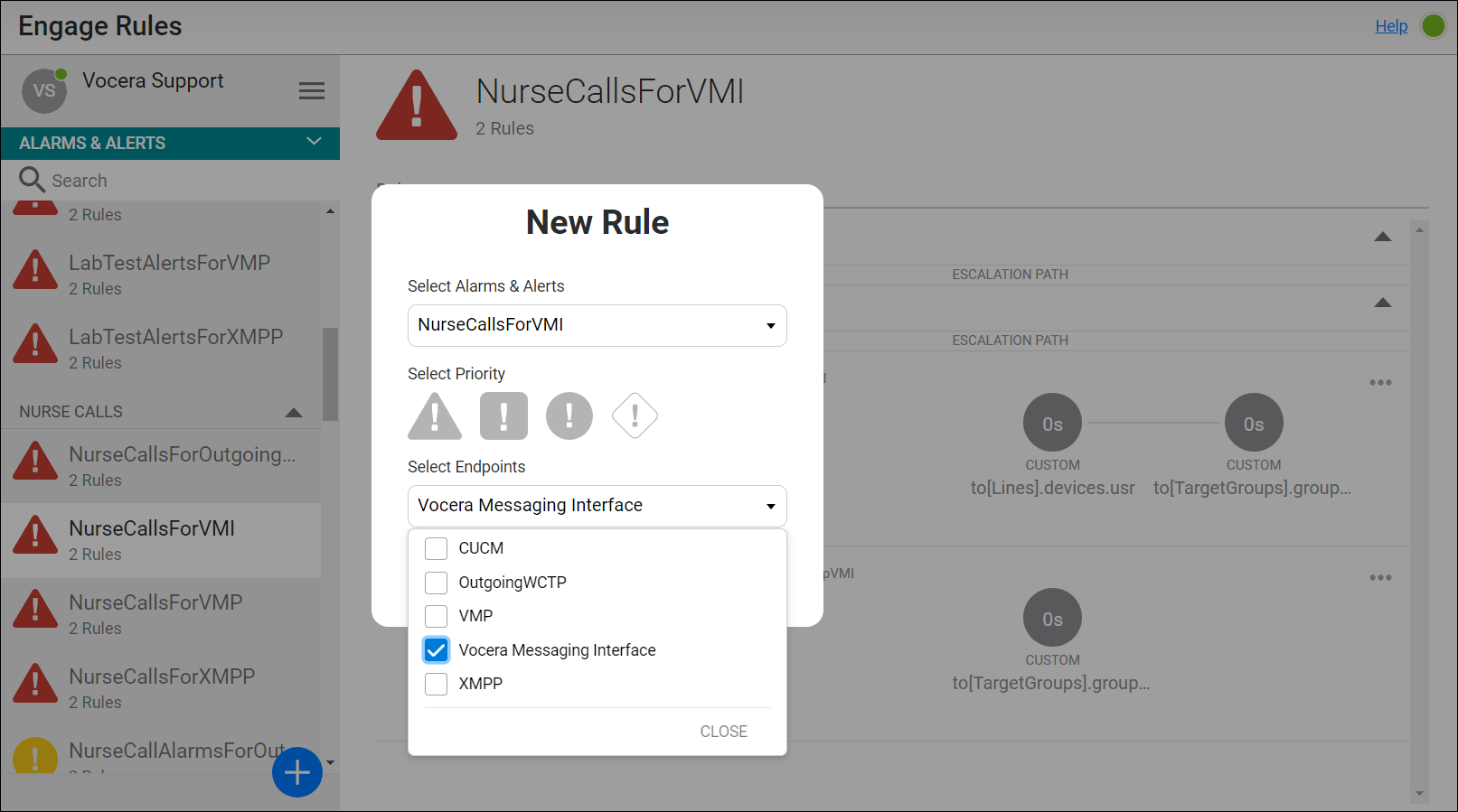 Using the Vocera Adapter in Engage Rules