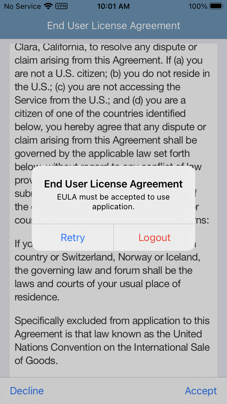 Completing the End User License Agreement (EULA)