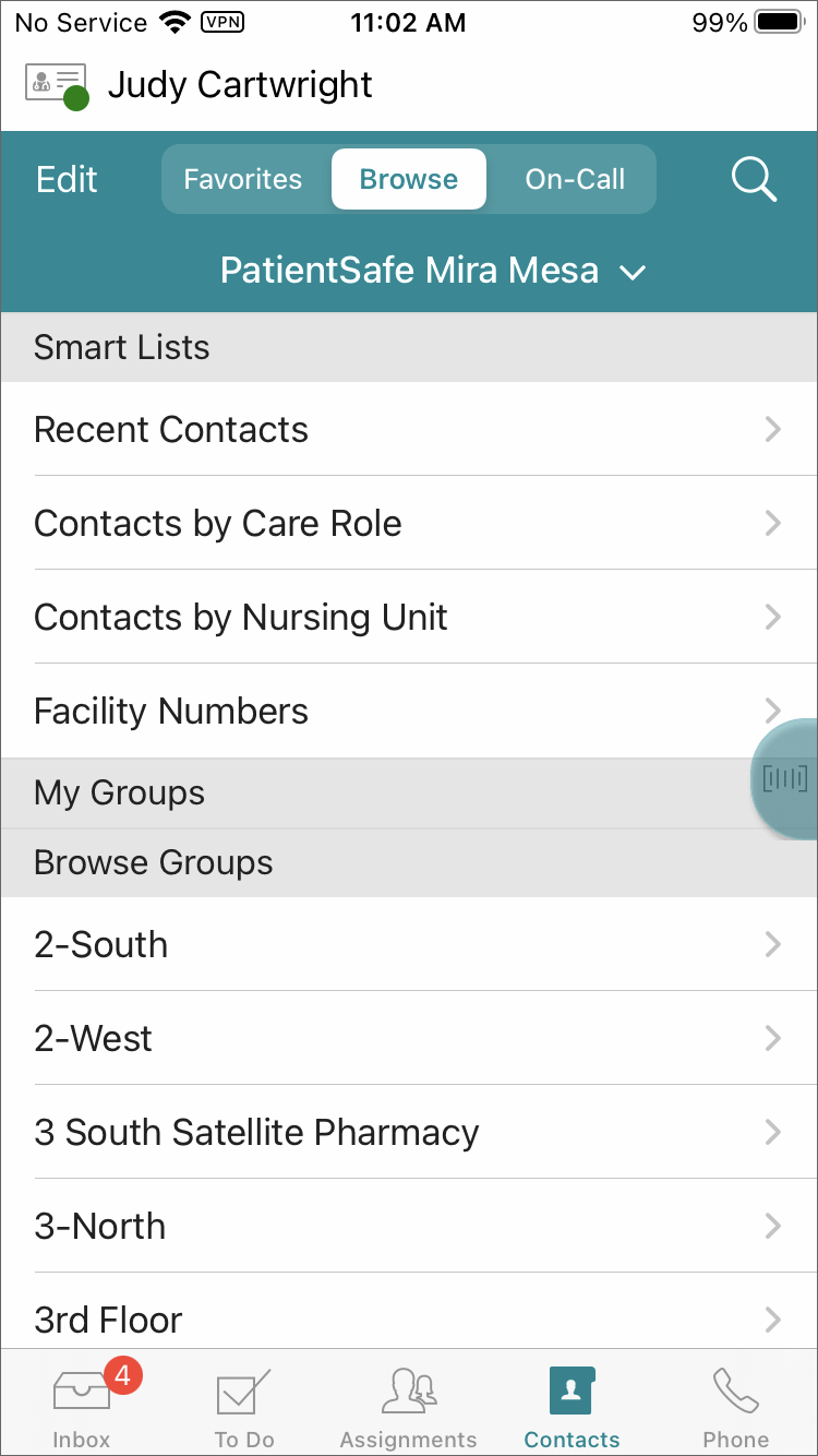 Vocera Edge User Interface Overview