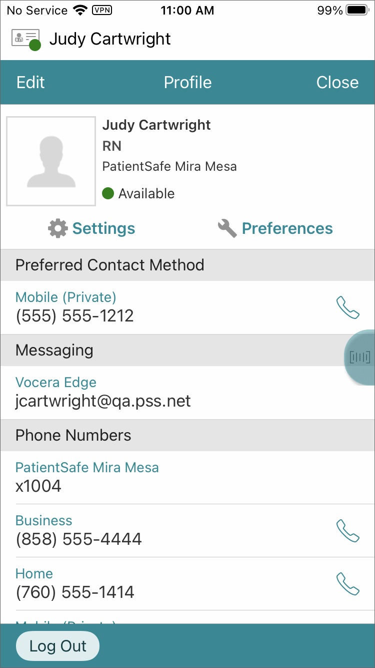 Vocera Edge User Interface Overview