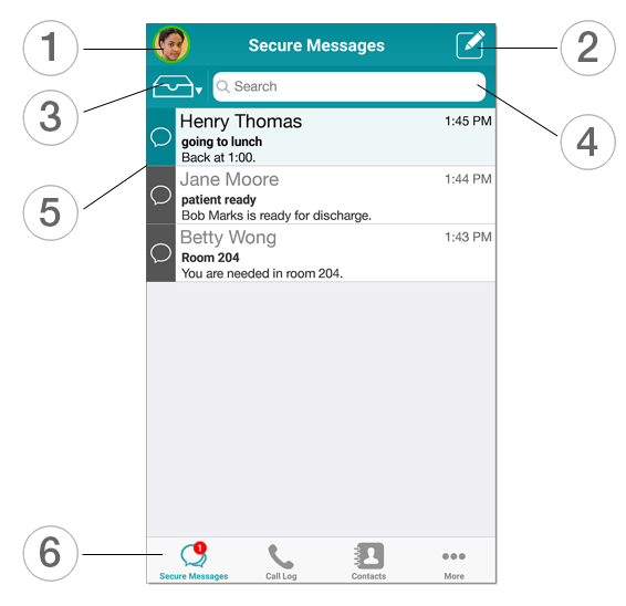 The Secure Messages Screen