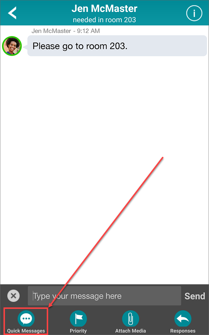 Adding a Quick Message to a Conversation