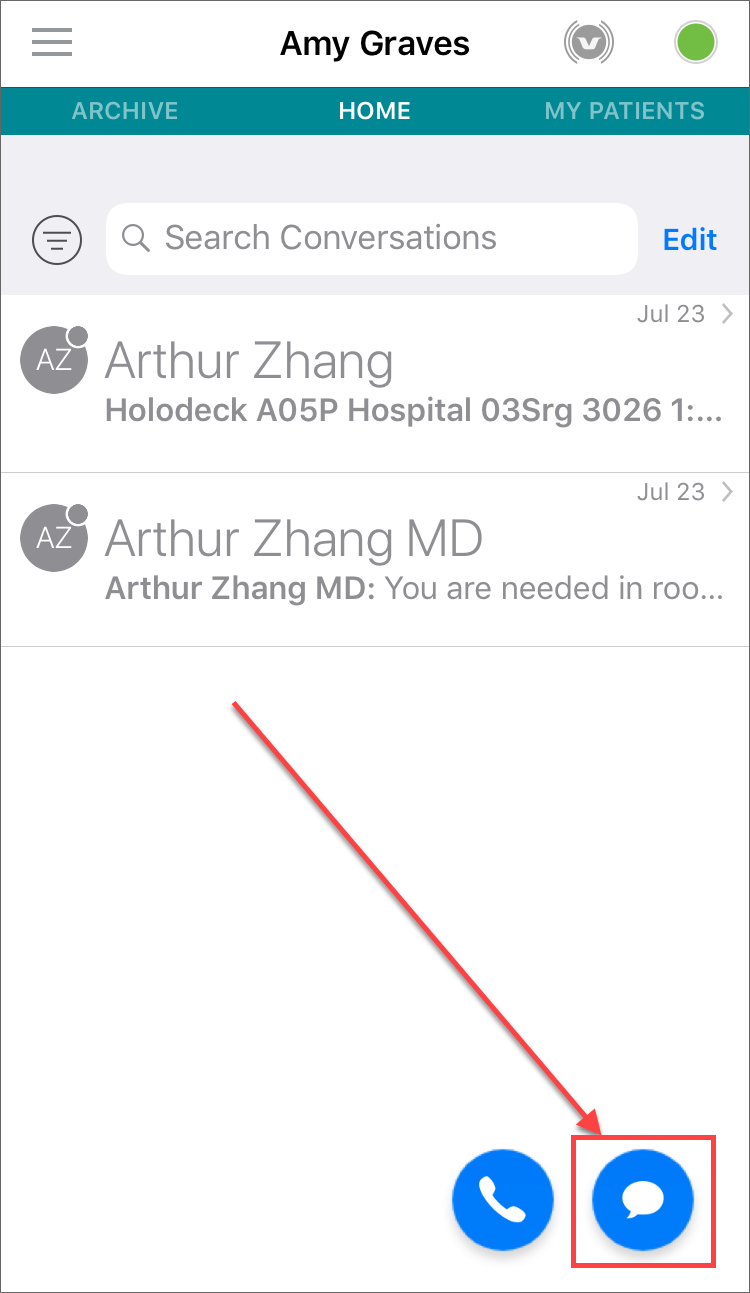 Starting a Chat With a Group or Department