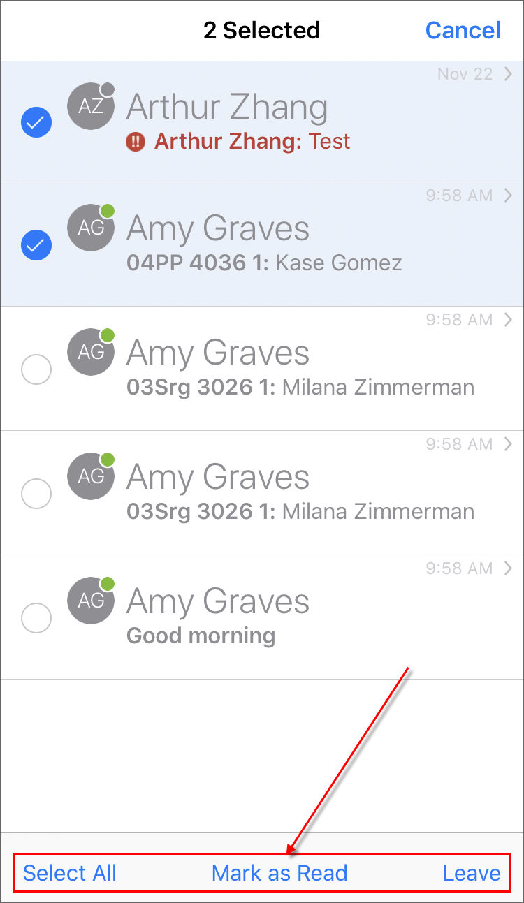 Selecting Multiple Conversations