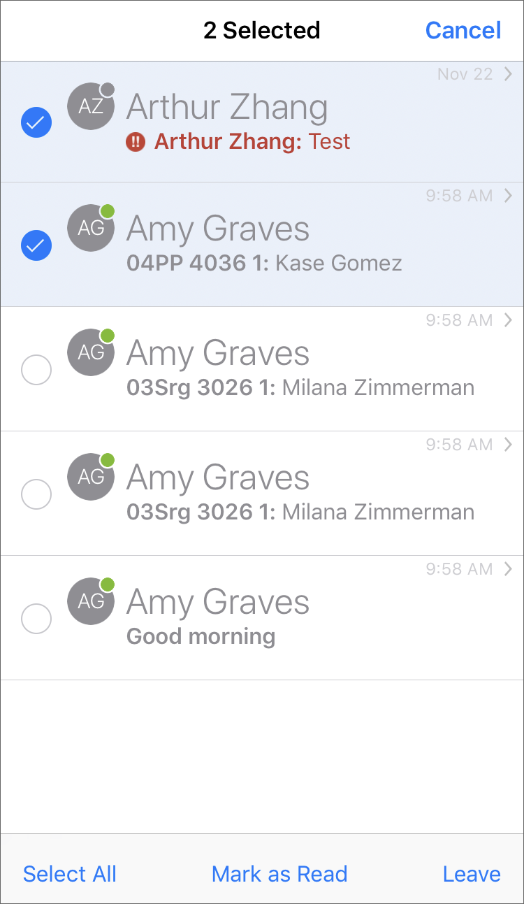 Selecting Multiple Conversations