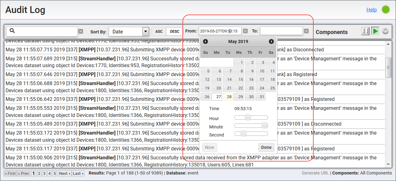 Filtering Audit Log Events by Date Range
