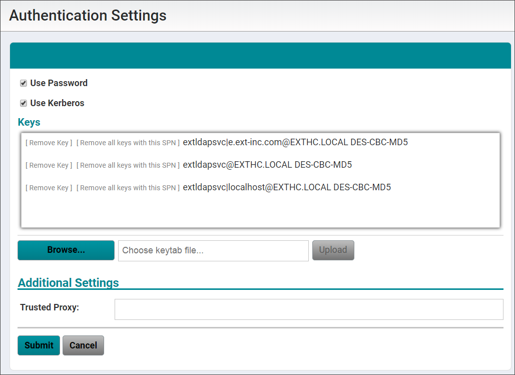 Configuring Authentication Settings