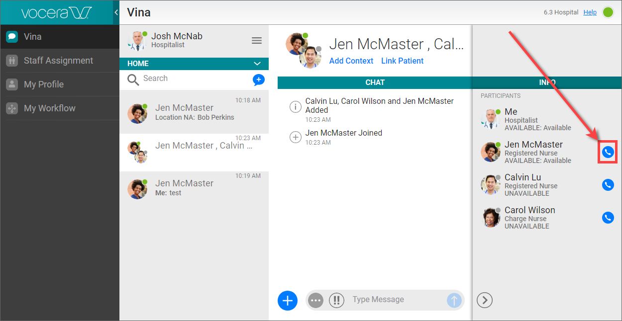 Calling a Conversation Participant