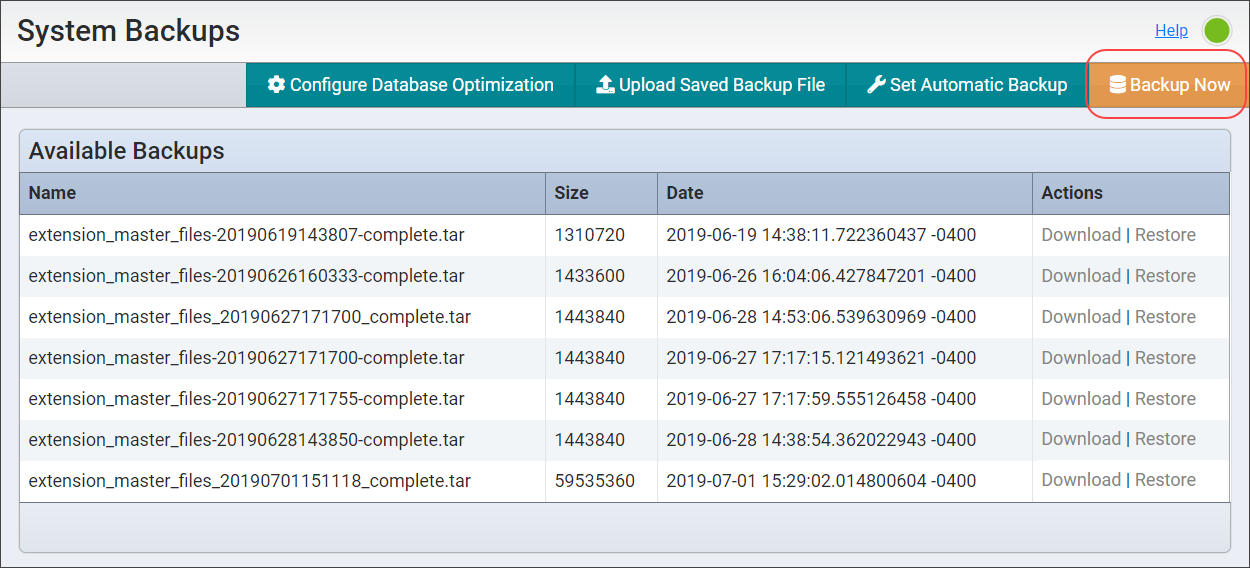 Creating a Manual Backup