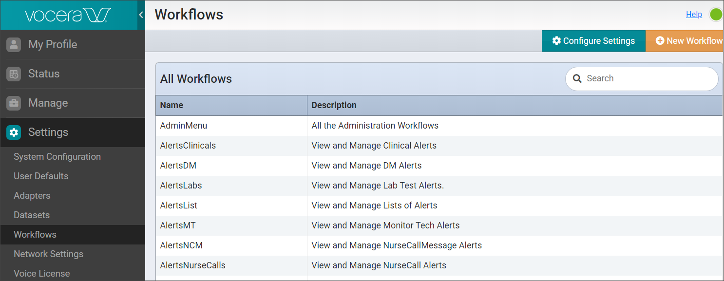 Accessing the Workflows List