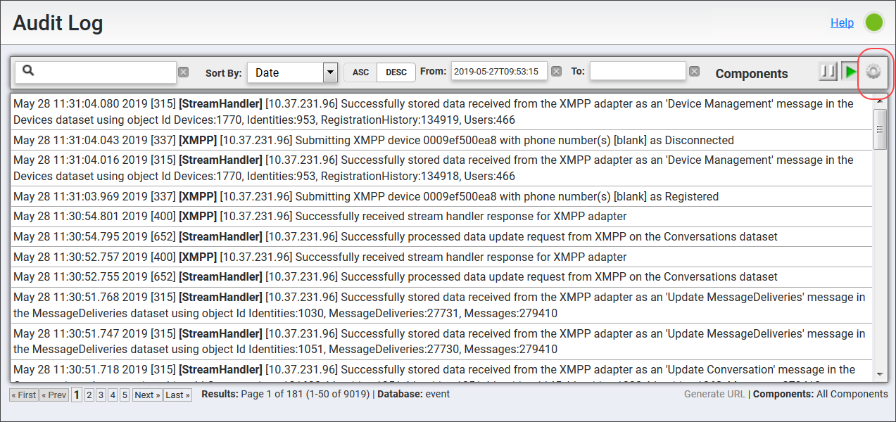 Accessing the Audit Log Configuration Settings
