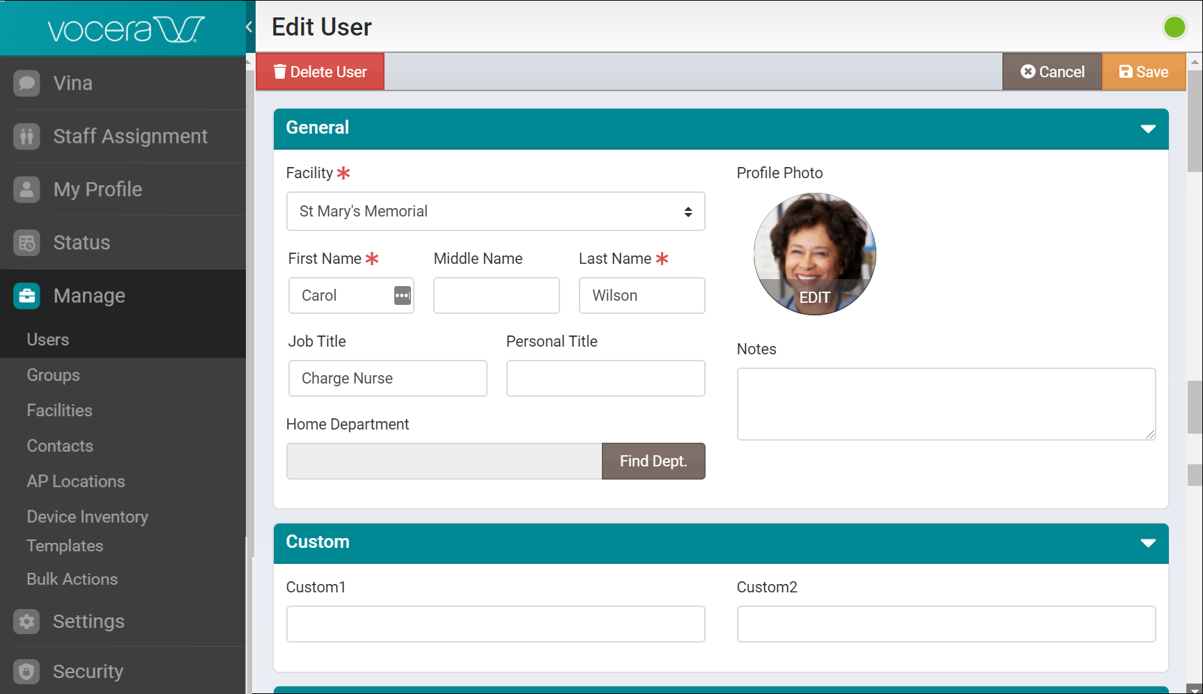 Creating a Custom Tab for Users in Vocera Engage