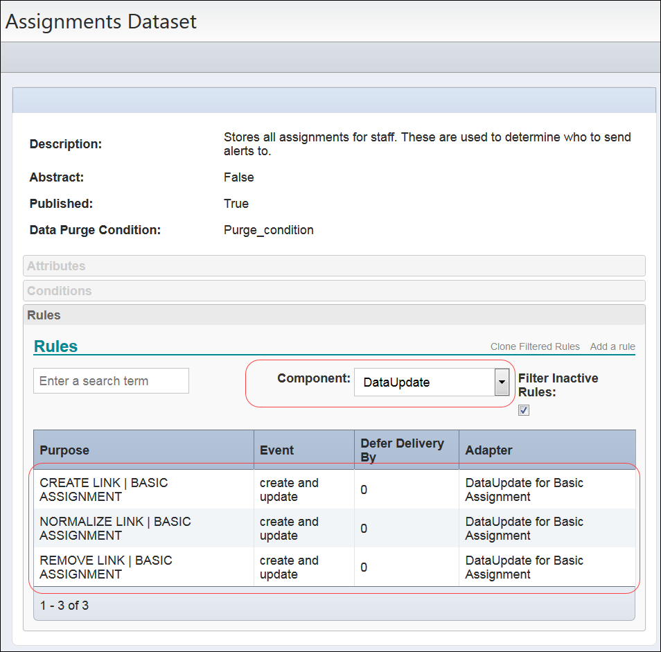Searching and Viewing Dataset Rules in Vocera Engage