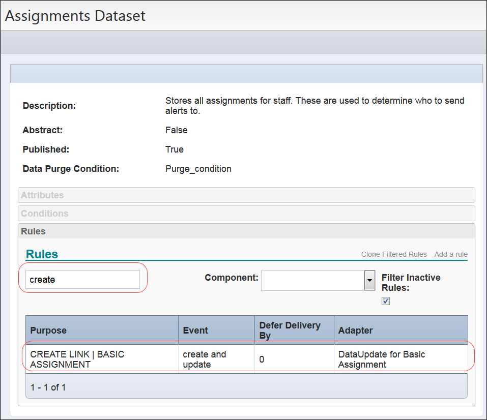 Searching and Viewing Dataset Rules in Vocera Engage