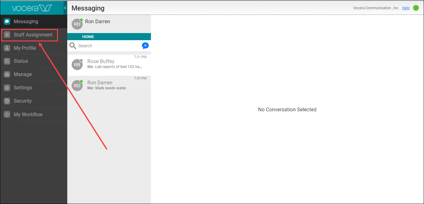 Logging Into Vocera Engage Staff Assignment