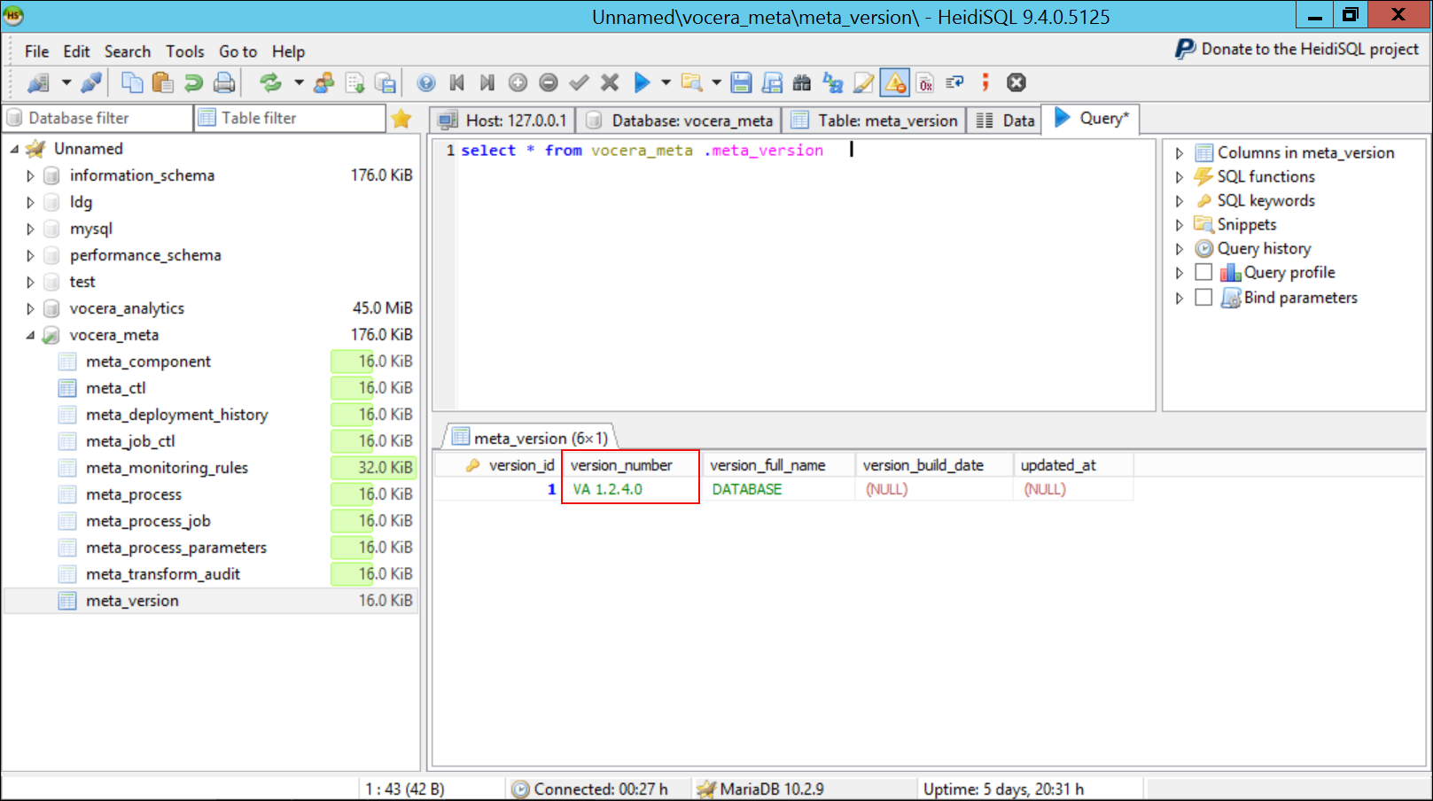 Viewing Vocera Analytics Version in Logs and Database