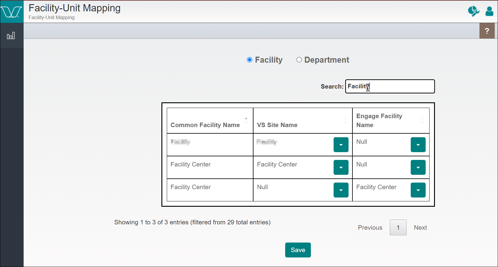 Facility - Unit Mapping