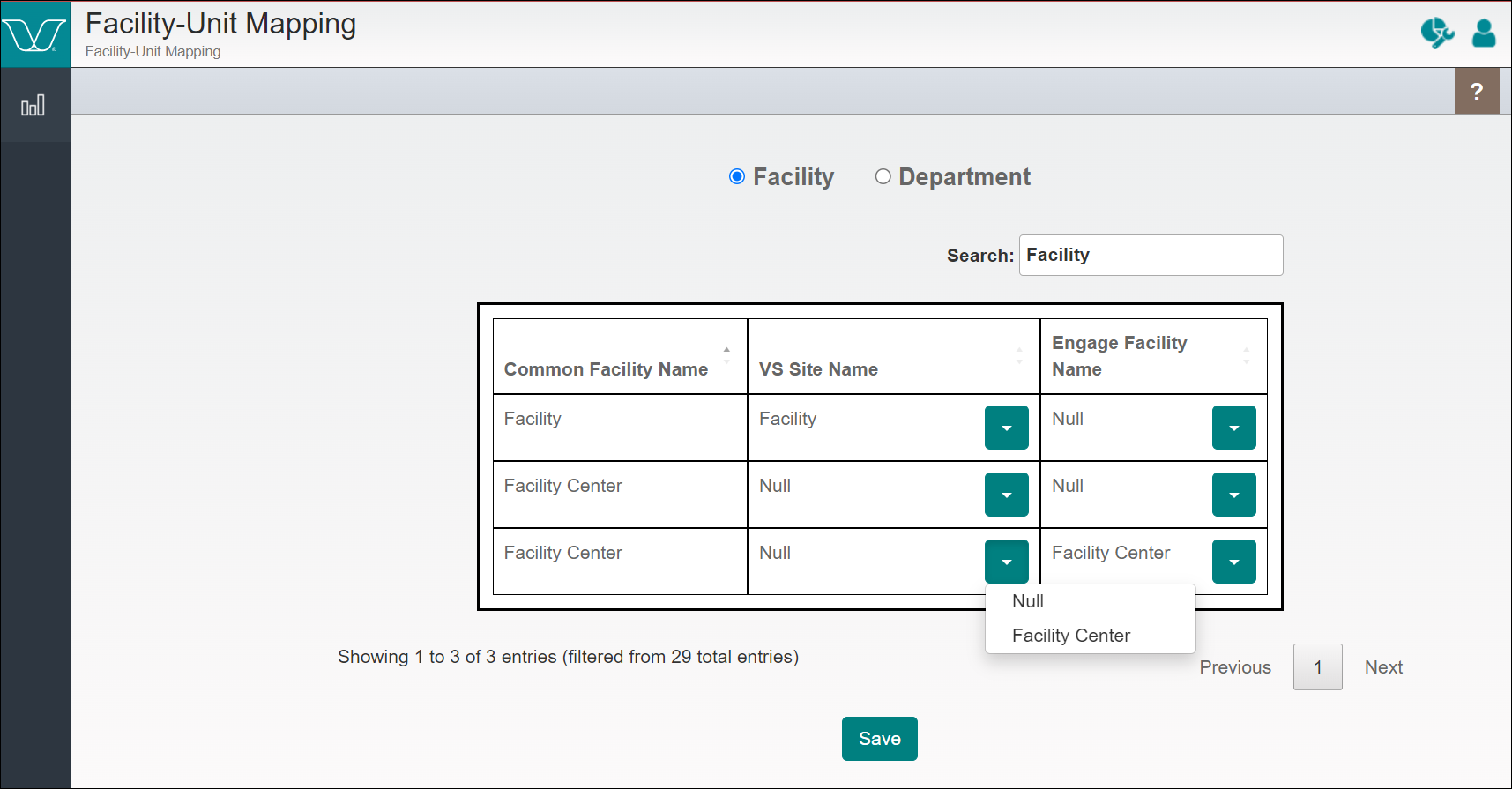 Facility - Unit Mapping