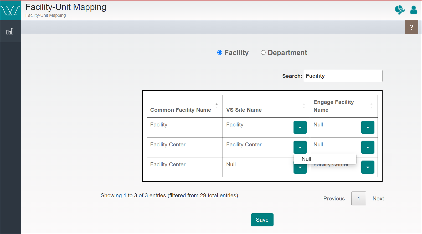 Facility - Unit Mapping