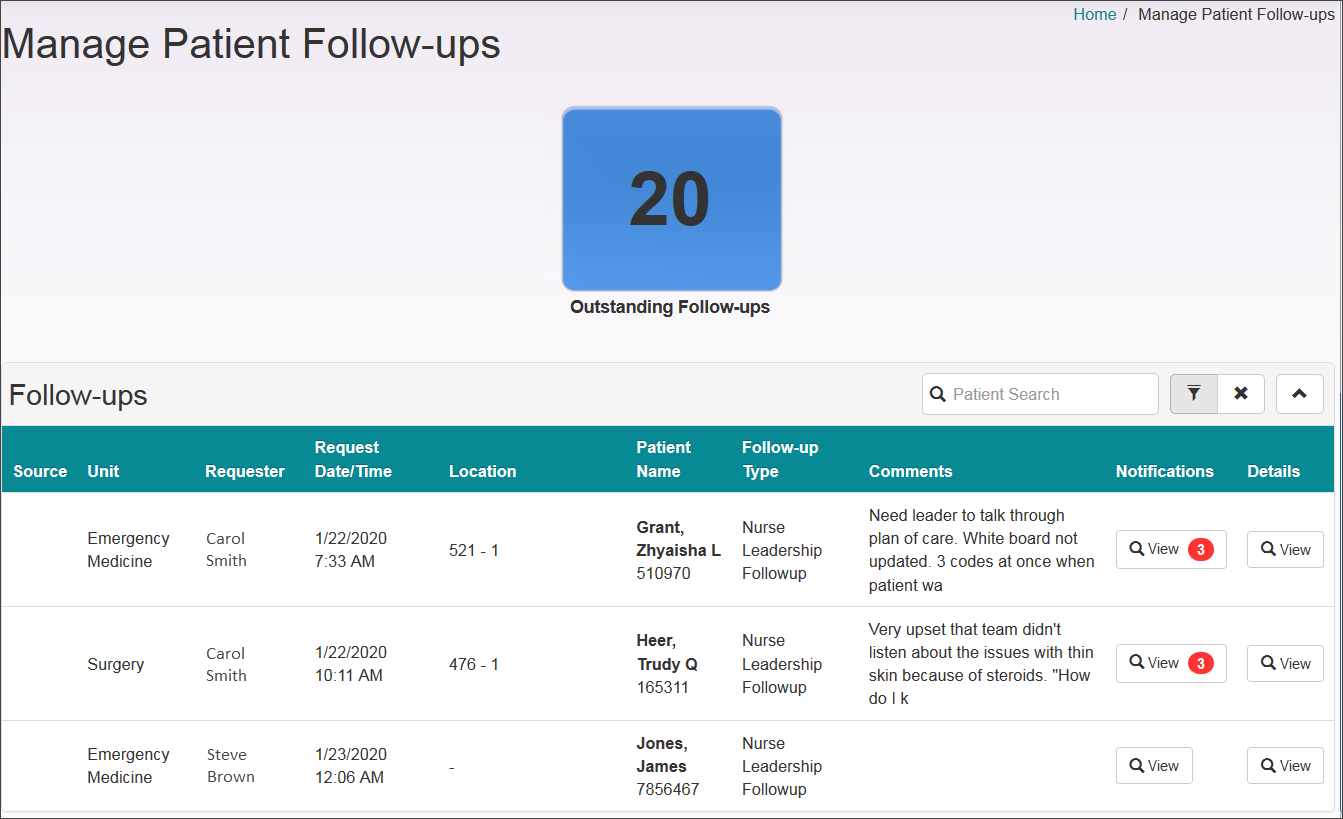Accessing Patient Follow-Up Requests