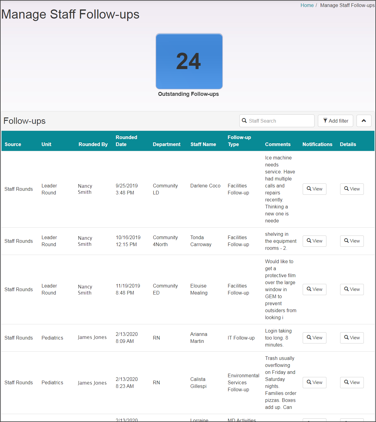 Accessing Staff Follow-up Requests