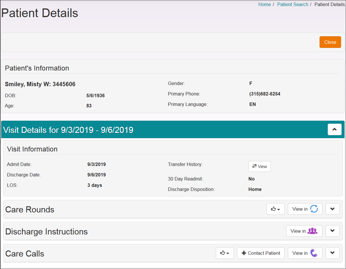 Viewing Patient Visit Details