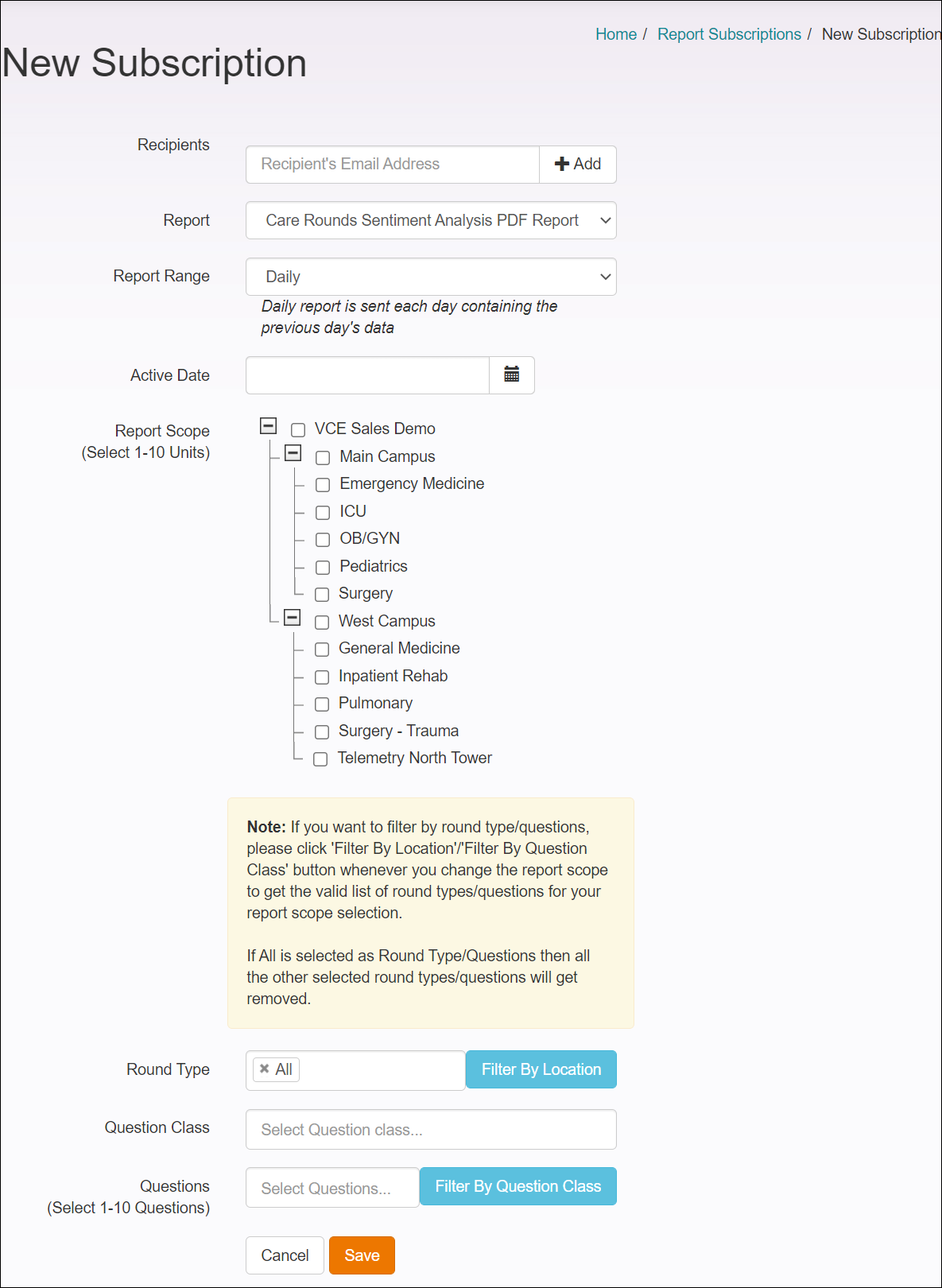 Creating a Report Subscription