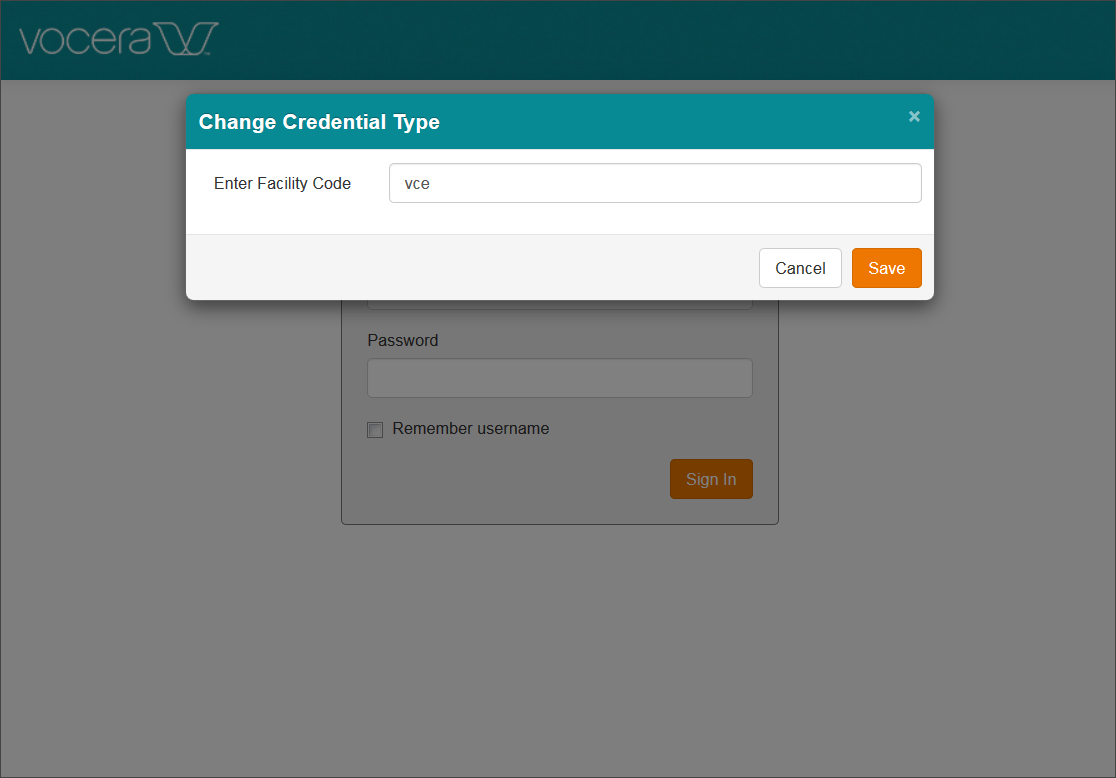 Signing into VCE using an Enterprise Credential