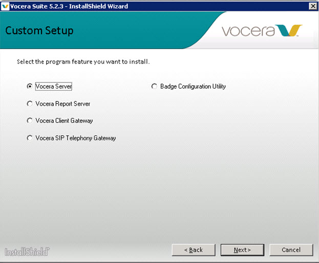 Running the Vocera Report Server Installation Program