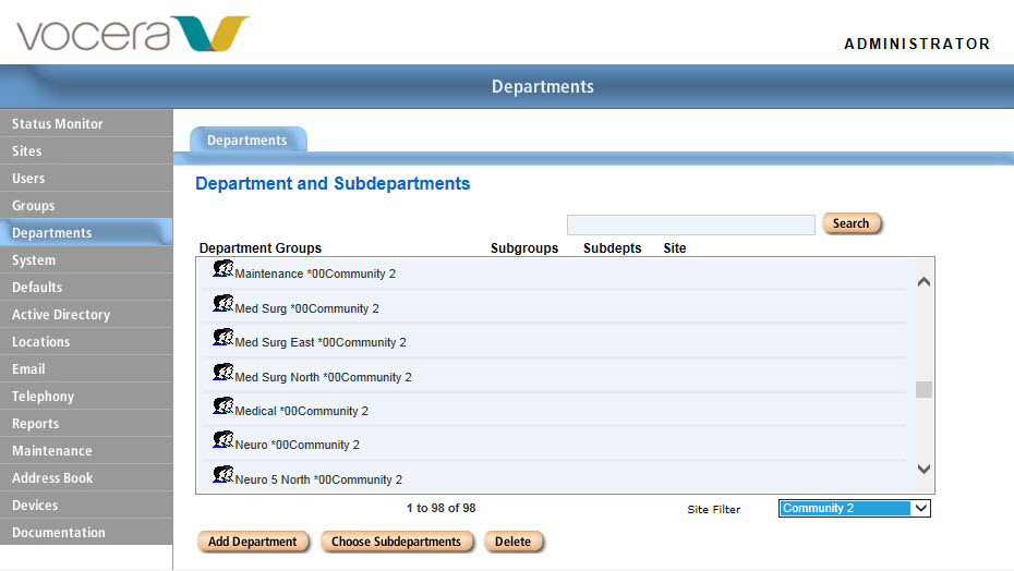 Maintaining Department Groups