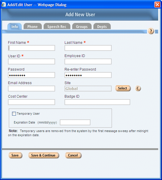 Administration Console User Interface