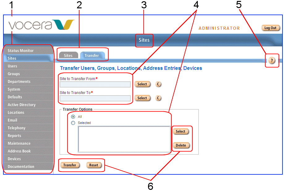 Administration Console User Interface