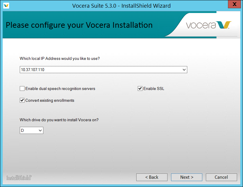 Running the Vocera Voice Installation Program