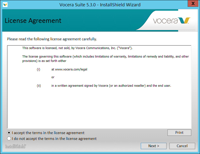 Running the Vocera Voice Installation Program