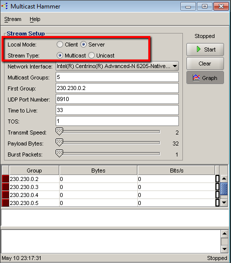 Setting up Multicast Hammer Tool