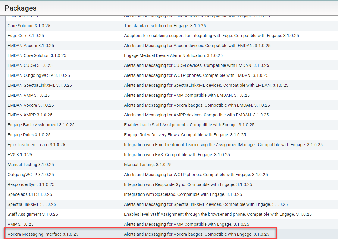 Importing the Vocera Messaging Interface Solution Package in Vocera Engage