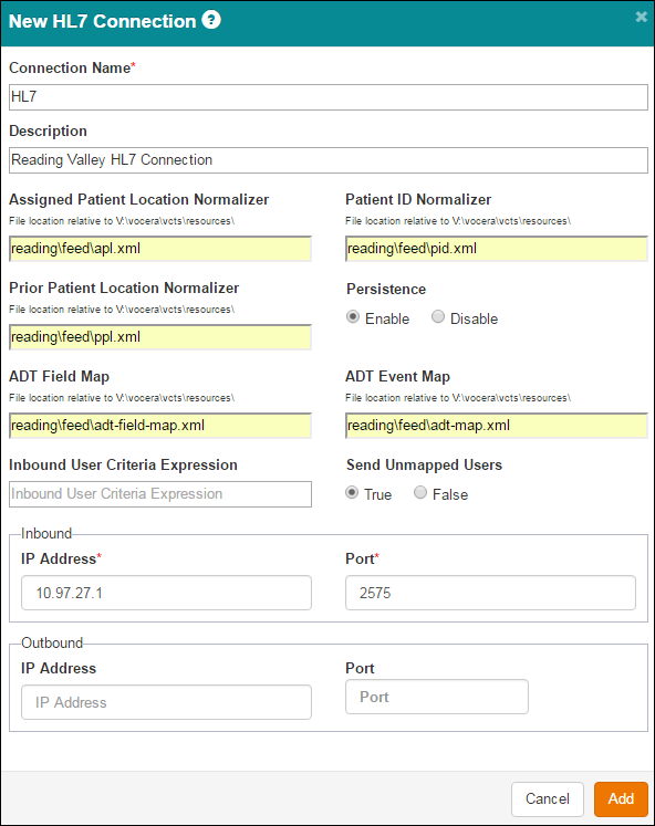 How to Add an HL7 Connection